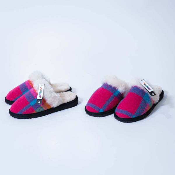 Furmoo pink misfit tartan slippers – Ça Bouge Boutique